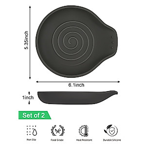 LOMILD 2 Pcs Spoon Rest for Stove Top Silicone, 6.1" Large Stove Spoon Holder for Spatula, Tongs or Spoon, Kitchen Counter Decor, Gray & Black