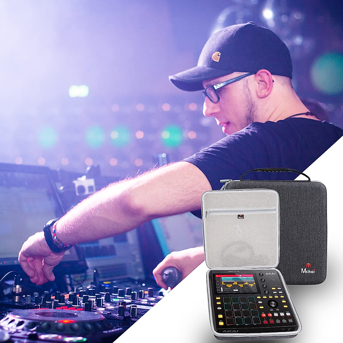 Mchoi Hard Portable Case Compatible with Akai Professional MPC One Drum Machine Sampler MIDI Controller, Case Only
