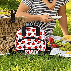 Ladybug Insulated Lunch Bag Animal Ladybird Leakproof Waterproof Reusable Meal Lunch Tote Holder Cooler Thermal Handbag with Adjustable Shoulder Strap for Women Men Adults Picnic Travel Hiking Work