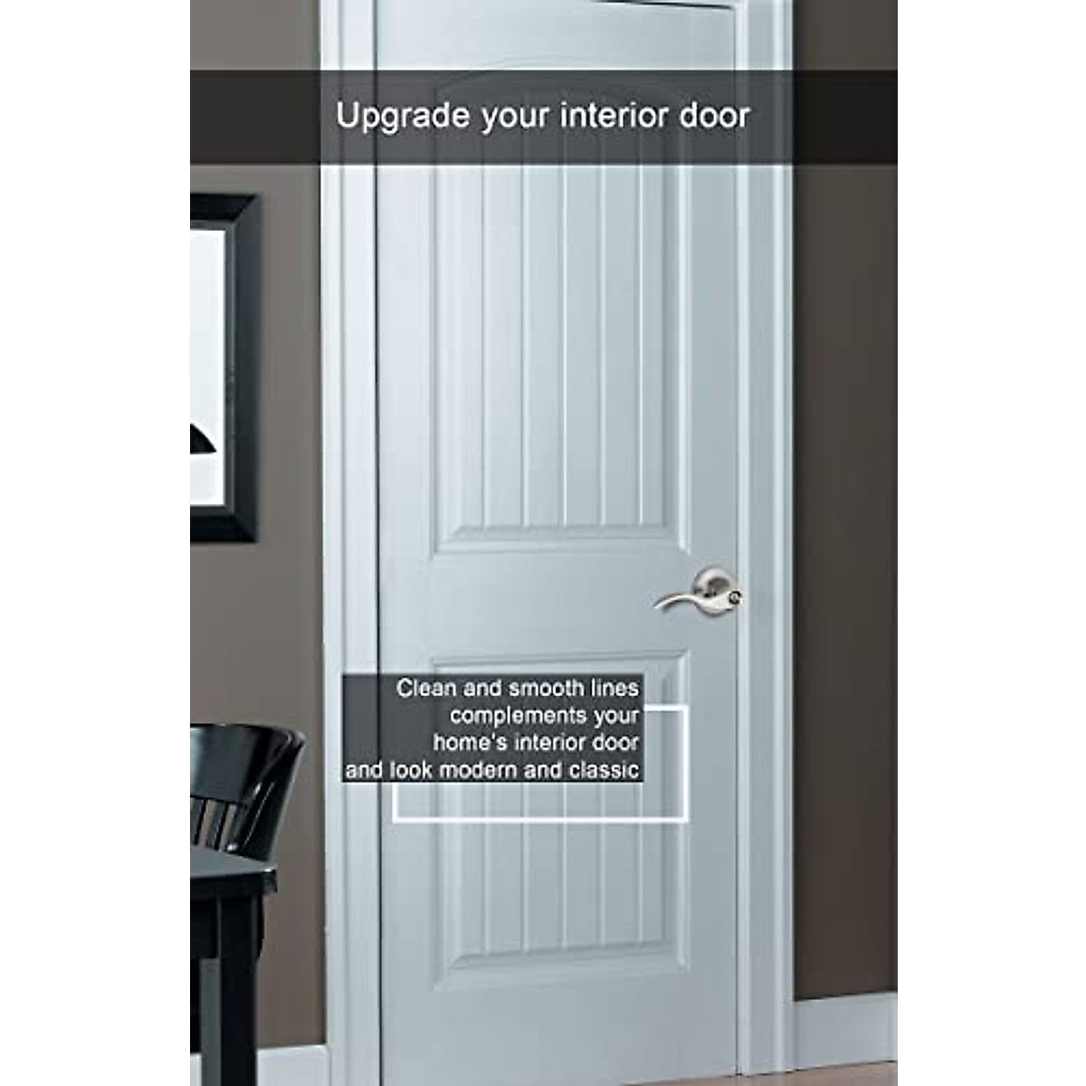 goldenwarm Privacy Lever Door Handle Silver, Nickel Interior Door Handle, Interior Door Levers Satin Nickel, Contemporary Nickel Bedroom Door Handles Bulk(6 Pack)