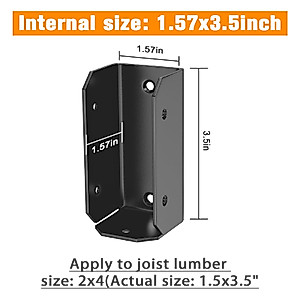 Antsky Concealed Joist Hanger 2x4(Actual Size: 3.5x1.5) Pergola Brackets Stainless Steel, Bracket for Wood, fit for 2x4 Beam, Fence, handrail Hardware, Deck Railing Brackets Connectors(2 Pack)
