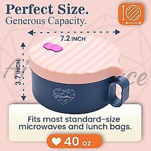 AI LOVE PEACE Microwave Ramen Bowl Set Noodle Bowls With Lid Speedy Ramen Cooker In Minutes BPA Free and Dishwasher Safe For Office College Dorm Room Instant Cooking (Pink)