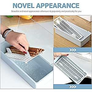 UPKOCH 3pcs box Container Chopstick Tray Drying Plastic Drainer Storage Fork Flatware Chopsticks Dish for and Spoon Rack Utensil Blue Draining Holders Home Drawer Holder Decorative Case