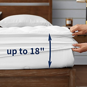 LMHOME Bedding Queen (60x80 inches) Mattress Pad with 16 Inches Deep Pocket Breathable Ultra Soft Quilted Mattress Cover 100% Microfiber Mattress Topper