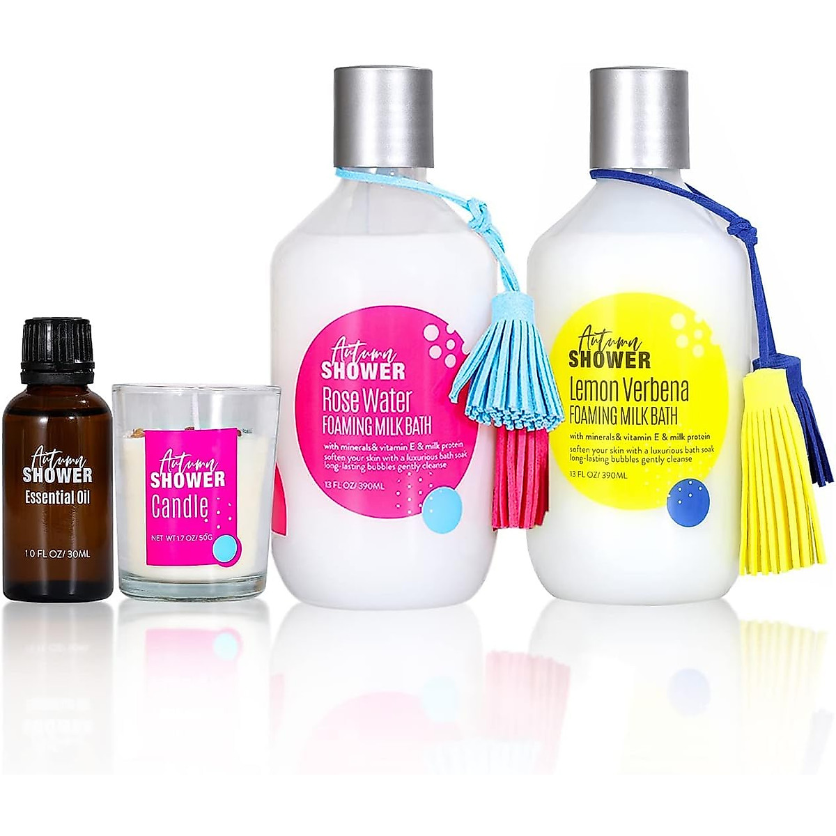 Bath and Body Oil - Autumn Shower Oil with Sweet Almond & Lavender & Coconut Bath Oils Mother's Day Gift for Women, Multiuse Oil for Hair & Dry Skin 10 fl oz (Pack of 4)