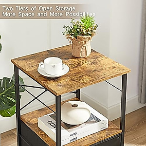 VECELO File Cabinet with Open Storage Shelf, Rolling Printer Stand with Large Fabric Drawer, Suitable for Letter Size, Ideal for Small Spaces, Home Office, Easy to Install, Brown