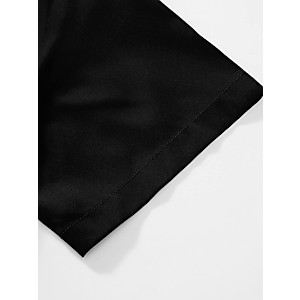 OYOANGLE Men's Graphic Print Japanese Letter Short Sleeve Button Down Shirt Top Black XL