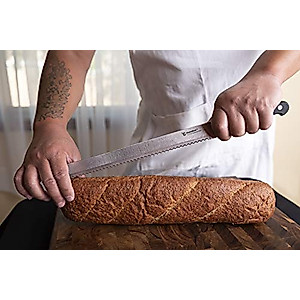 HUMBEE Chef Serrated Bread Knife For Home Kitchens Bread Knife 12 Inch Black
