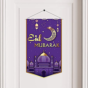 Eid Mubarak Hanging Door Sign for Eid Mubarak Party Decorations Eid Mubarak Decorative Door Decor Welcome Banner for Ramadan Kareem Decor Eid Mubarak Party Supplies