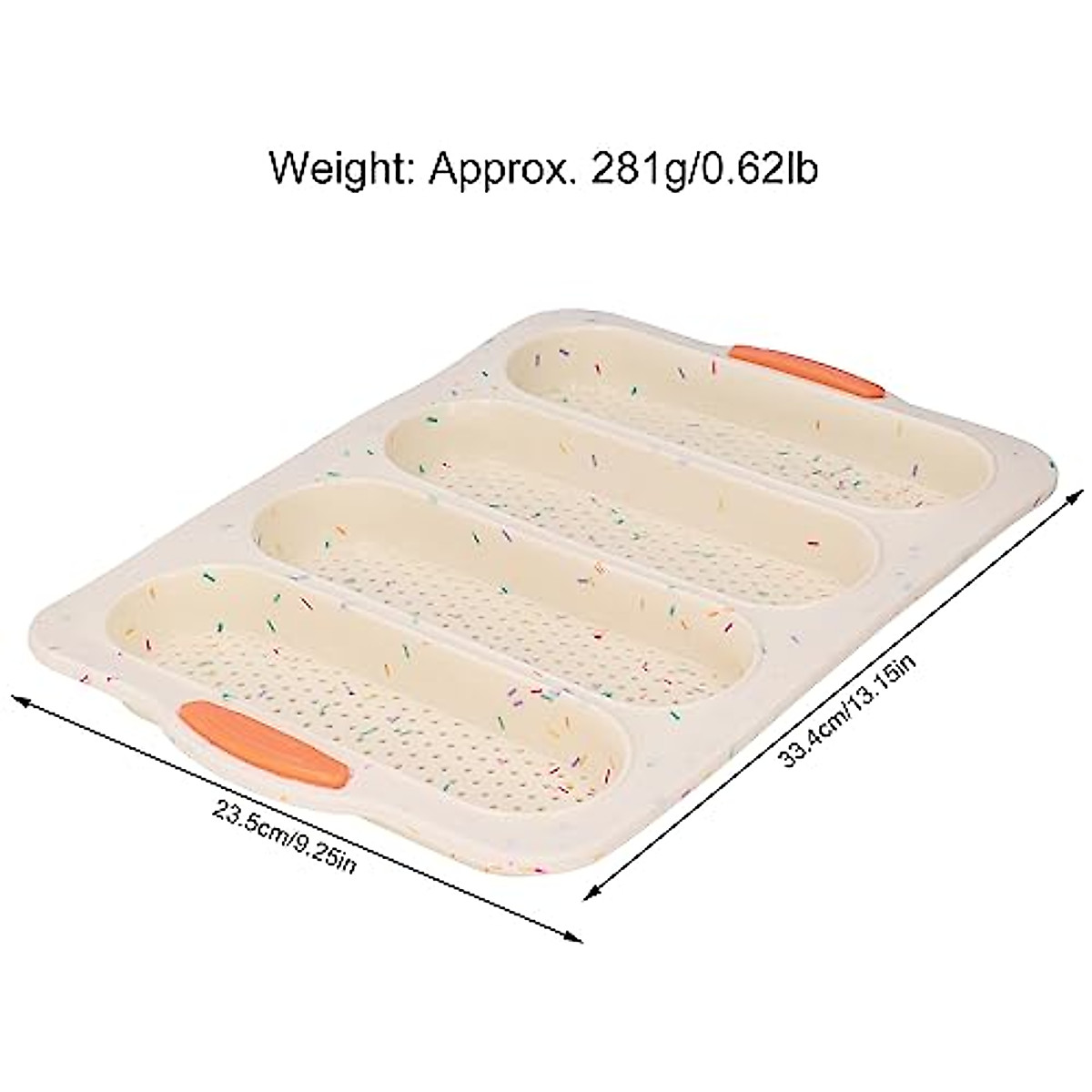 Bread Baking Pan, Insulated Handle Easy Demolding Baguette Mould Soft 4 Grooves Wearproof for Kitchen(Beige color bar)