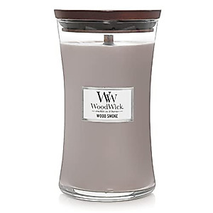 WoodWick Large Hourglass Scented Candle | Wood Smoke | with Crackling Wick | Burn Time: Up to 130 Hours Wood, Wood Smoke