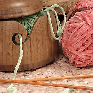 JubileeYarn Bamboo Yarn Bowl with Lid - Holder Knitting Crochet Accessories - Carbonized Brown - 1 Bowl