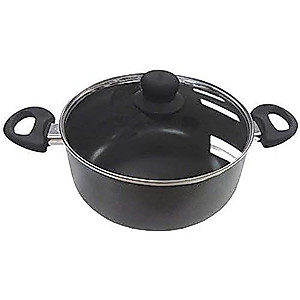 Imusa Nonstick Stock Pot with Glass Lid 4.8-Quart Cookware, Black