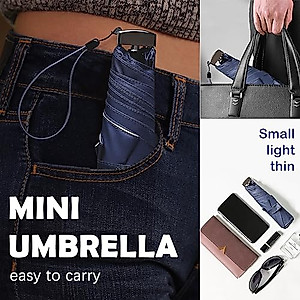 NINJAFOX Travel Umbrella Mini Umbrellas stainless steel frame rust proof,Small,Lightweight,Compact but Strong for Sun&Rain for Woman, Kids,Men Suit for Pocket (Non-Automatic)