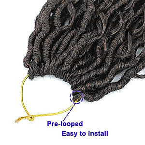 6 Packs Curly Goddess Faux Locs Crochet Hair for Black Women, 18 Inch Goddess Locs Crochet Hair Hippie Locs Synthetic Braids, Boho Style Hair Extensions (18 Inch, 6 Packs, T1B/30)