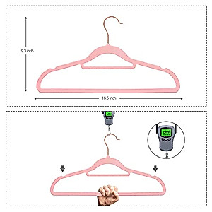 BBFISH Premium Velvet Hangers Home Non-Slip Clothes Hanger 50 Pack Ultra Thin Space Saving with 360° Swivel Rose Gold Hook Strong and Durable Coat Hangers (Pink)
