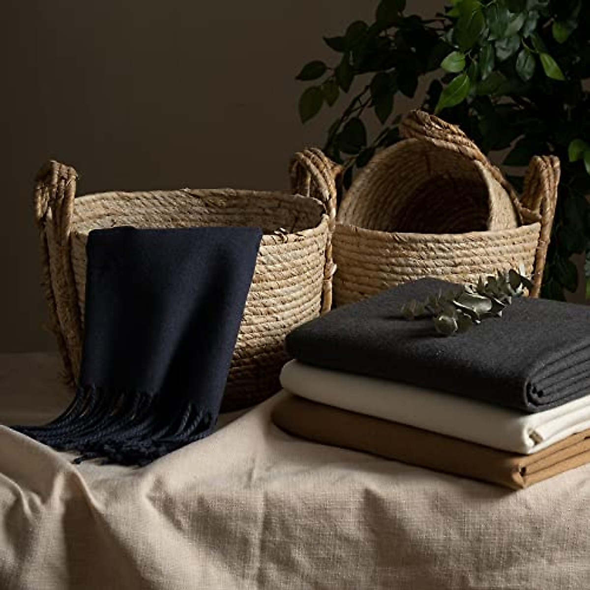 La Jolie Muse Throw Blanket for Couch Soft Lightweight - Faux Cashmere Melange Throw Blanket with Tassels, Cozy Warm Decorative Blankets for Bed Sofa Chair Living Room (Camel, 50 x 60 inches)