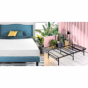 Zinus 8 Inch Green Tea Memory Foam Mattress/CertiPUR-US Certified XL, White & SmartBase Tool-Free Assembly Mattress Foundation / 14 Inch Metal Platform Bed Frame/Underbed Storage, Twin XL