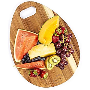 Large 16" x 12" Acacia Wood Charcuterie Board,Cheese Board and Knife Set in Gift box.Serving Platter,Grazing plate, reversible, Cutting Board, kitchen decor