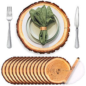 TaoBary 100 Pieces Disposable Wooden Slice Paper Place Mats Round Rustic Brown Wood Slices Charger Place Mat Bulk Table Paper Placemats for Summer Spring Fall Wedding Dinner Baby Shower Birthday Party