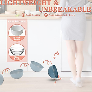 YUZI 6Packs Wheat Straw Bowls Set - 24 OZ Unbreakable Plastic Cereal Bowls, Microwave and Dishwasher Tableware Bowl Soup Bowls for Kitchen Serving Oatmeal, Pasta, Salad, Dessert(3 Color)