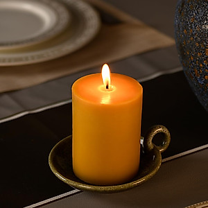 JONERAY Beeswax Pillar Candles 3x4Inch, Pure Natural Beeswax Candles - Unscented, Long Lasting Burn Time, Smokeless and Dripless