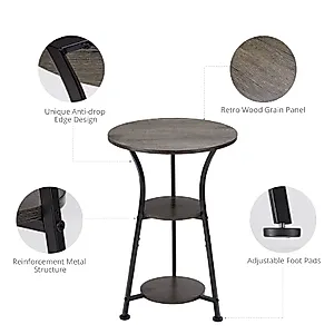 Dulcii Small Round End Table for Narrow and Small Space, 3-Tier Round Accent Couch Beside Table, Modern Side Table Corner Sofa Table Nightstand for Living Room Bedroom,Grey