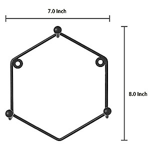 MyGift Black Metal Hanging Coffee Mug Rack, Geometric Design 3-Hook Coffee Mug Holder Wall Mount Hooks, Set of 3