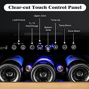 TRIFECTÉ 15” Wine Fridge, Dual Zone Wine Cooler Refrigerator Freestanding, 31 Bottles Wine Cooler Under Counter with Stainless Steel Door, Quiet Wine Cellar For Home Office and Kitchen