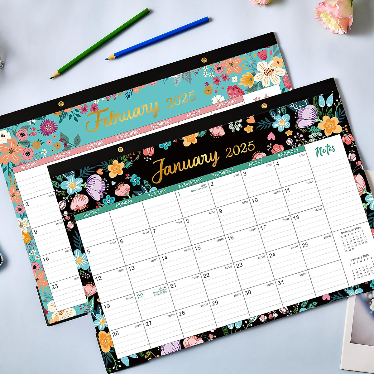 2025 Desk Calendar - Desk Calendar 2025, 12 Monthly Desk/Wall Calendar, Jan. 2025 - Dec. 2025, 16.8" x 12", Desk Calendar with Thick Paper - Floral