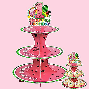 Watermelon Party Supplies Cupcake Stand, 1st First Coco Party Favors Cake Stand for Kids Birthday Party Decorations, Kid's Melon Birthday Baby Shower Party Supplies