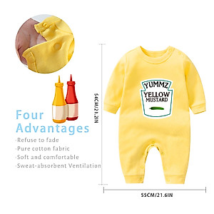YSCULBUTOL Baby Twins Bodysuit Yummz Tomato Ketchup Mustard Twin Set Infant Girls Romper Baby Boys Outfits(KM-S3M Twins)