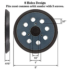 AxPower 4 Packs 5 inch 8 Hole Replacement Sander Pads 5" Hook and Loop Sanding Backing Plates for Makita 743081-8 743051-7, DeWalt 151281-08 DW4388, Porter Cable, Hitachi 324-209