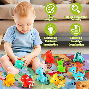ALASOU 9 PCS Dinosaur Fantastic Creatures Toys with Playmat/Storage Bag|Baby Car Toys for 1 Year Old Boy|1st Birthday Gifts for Toddler Age 1-2|1 Year Old Boy Birthday Gift for Infant 12 18 Months