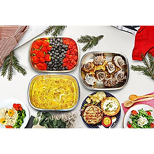 ShopexZone ReHeatables Aluminum Food and Storage Containers Reusable and Disposable Tray with Lids Freezer Oven Safe Meal Prep Baking Roasting Storing Reheating Perfect for Holidays | Large, 2 Pack