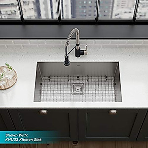 KRAUS Bolden Commercial Style 2-Function Single Handle Pull Down Kitchen Faucet in Stainless Steel/Matte Black, KPF-1610SSMB (Pack of 1)