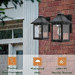 Nodfens 2 Pack Solar Wall Lanterns Outdoor with 3 Modes, Wireless Dusk to Dawn Motion Sensor LED Sconce Lights IP65 Waterproof, Exterior Front Porch Security Lamps Wall Mount Patio Fence Decorative