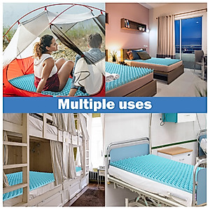 Askme Mattress Topper Queen 2 Inch Convoluted Gel Memory Foam with Bonus Machine Washable Cover Air Flow Design｜US and Euro Certified Blue 2 Inch Convoluted