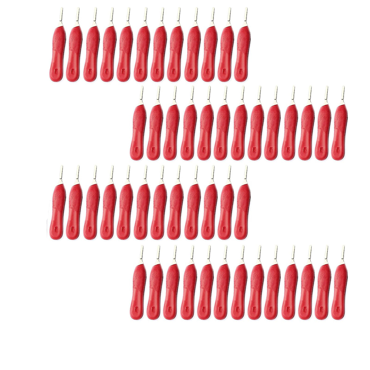 OdontoMed2011 Set of 50 Pieces Scalpel Knife Handle #4 Red Plastic Grip Veterinary, Dental Instruments
