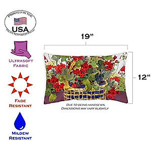 Toland Home Garden Decorative Red Geranium Basket Spring Summer Flower Floral 12 x 19 Inch Pillow Case (2-Pack)