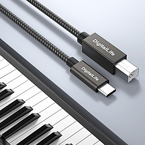DigitalLife USB Type C to B MIDI Interface Converter Adapter Cable for MIDI Music Instruments (Metal,3.3FT)