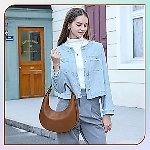 Keyli Shoulder Handbags for Women Waterproof Leather Small Clutch Purse Trendy Zipper Top Handle Bags Mini Purses Cute Tote Messenger Bags with Adjustable Strap Camel