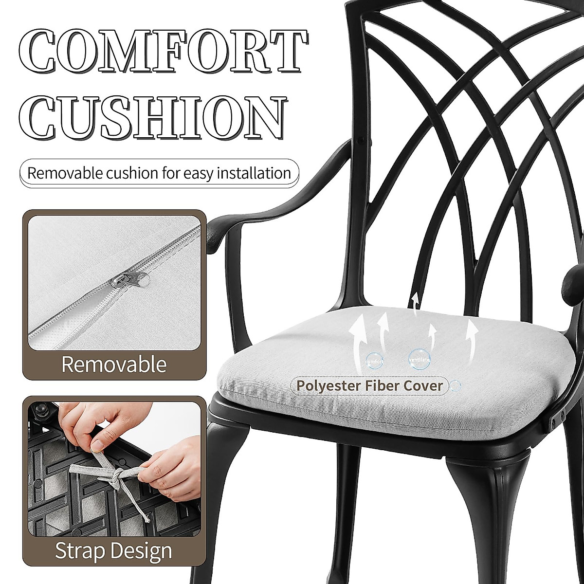 Withniture 3 Piece Outdoor Bistro Set, Patio Bistro Table Set, All Weather Bistro Table and Chair Set of 2, Patio Dinning Furniture for Garden, Porch, Backyard