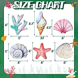6 Pieces Beach Wall Decor Seashell Bathroom Decor Seashell Decor Ocean Seashell Starfish Wall Decor Beach Coastal Wooden Shells Starfish Beach Decorations for Home Bedroom Living Room Garden Nursery