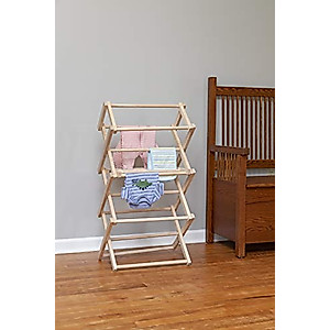 Pennsylvania Woodworks Clothes Drying Rack: Solid Maple Hard Wood Laundry Rack for Baby Clothes, Hand Towels, Delicates & More, Durable Small Folding Drying Rack, Made in USA, No Assembly Needed