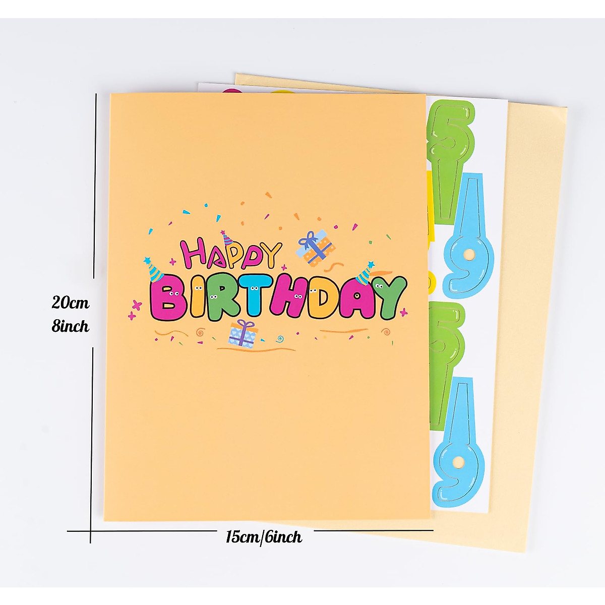 ABSOFINE Happy Birthday 3D Pop Up Cards, 3D Alphabet Happy Birthday Card with Envelopes, Greeting Cards Birthday Gifts for Women and Men (Colorful)