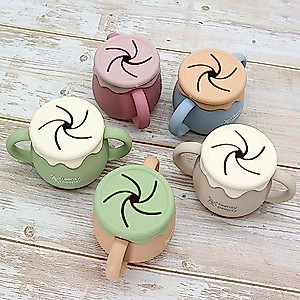 teensy peepsy Honeypot 100% Silicone Baby Training Cup, 2-in-1 Toddler Sippy Cup with Straw & Snack Cup Lid, 8.5 oz Drinking Cup for Babies 6 Months+, Toddler Smoothie Cup (Honey Jar Blue)