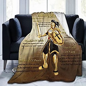 CQGWZF Armor of God Gifts Blanket Christian Gifts Throw Blanket Religous Gifts Bed Blanket Lightweight Cozy Plush Blanket for Bedroom Living Rooms Sofa Couch(60x50in)