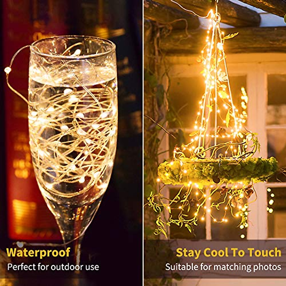 Fairy Lights Plug in, 100Ft 300LED Waterproof Firefly Lights on Copper Wire - UL Adaptor Included, Starry String Lights for Wedding Indoor Outdoor Christmas Patio Garden Decoration, Warm White