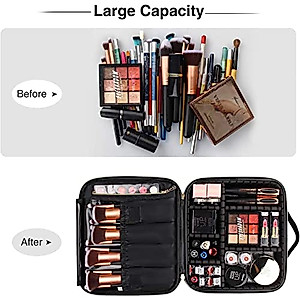Travel Makeup Case,Chomeiu- Professional Cosmetic Makeup Bag Organizer Makeup Boxes With Compartments Neceser De Maquillaje(Black-M)